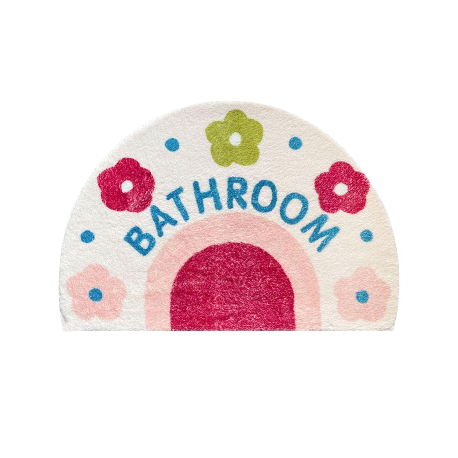 Fsqjgq Funny Bathroom Rugs Half Circle Carpet Cute Sun Spring Doormats ...