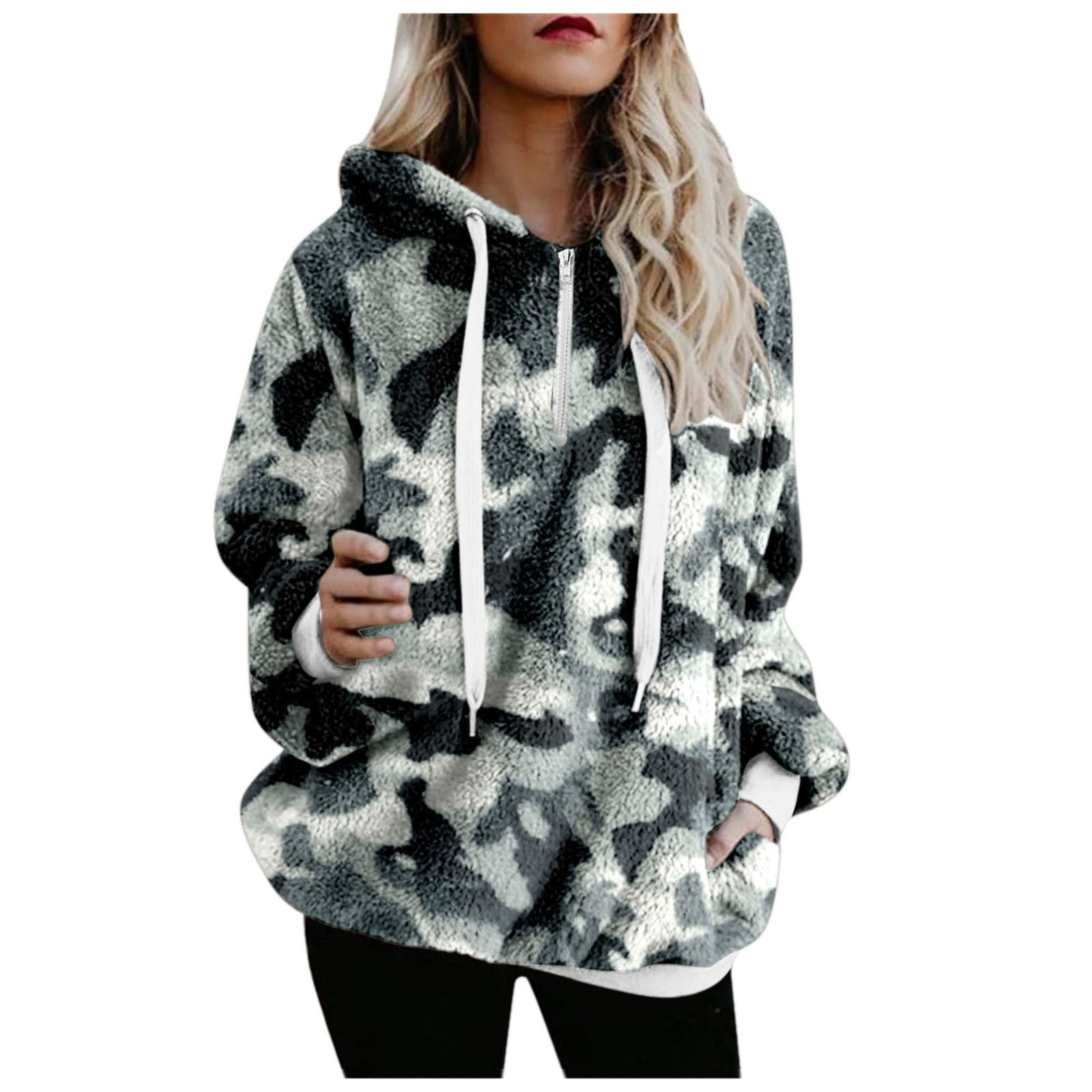 Fsqjgq Hoodies for Women Sweatshirt Womens Tops Cute Hoodies Warm Half ...