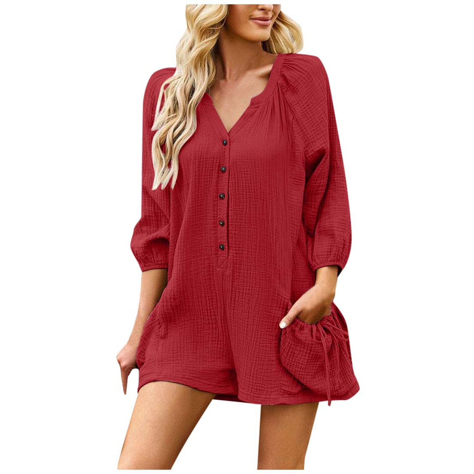 Fsqjgq Jumpsuits for Women Plus Size Rompers Pants Womens Beach Outfits ...