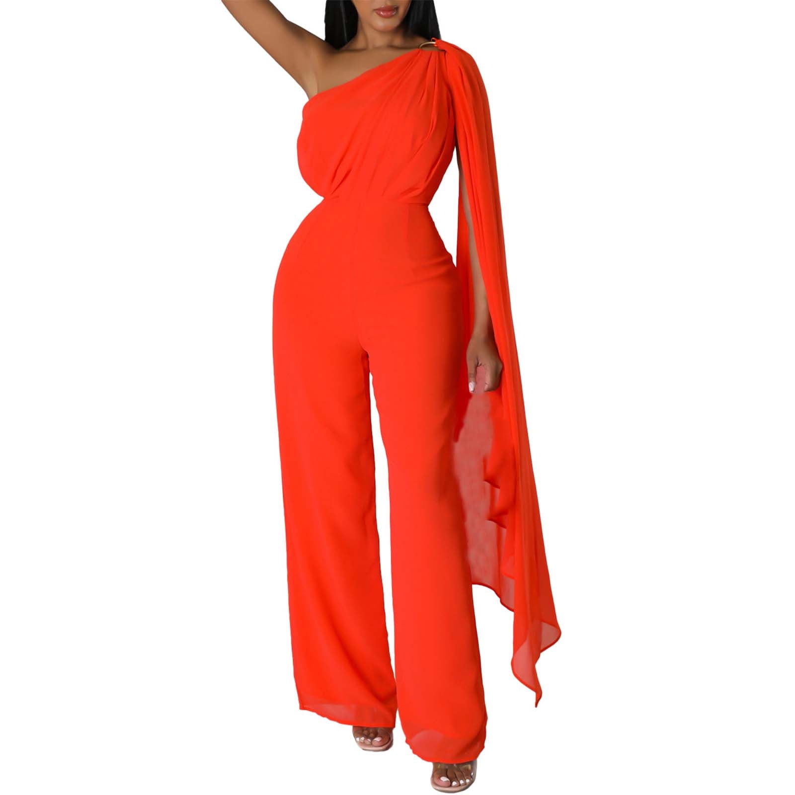Fsqjgq Jumpsuits for Women Red Rompers Bodysuit Elegant Overall Dress ...