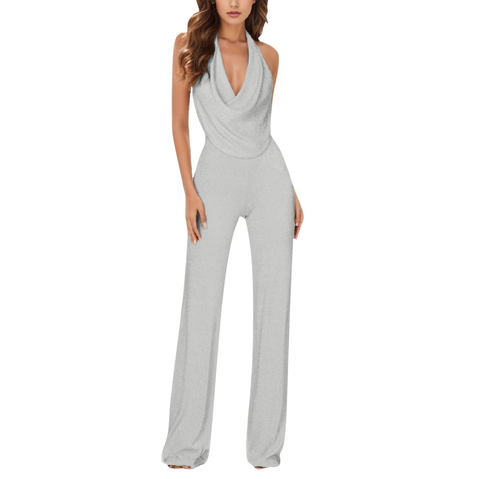 Fsqjgq Jumpsuits for Women Silver Rompers Elegant Womens Outfits New ...