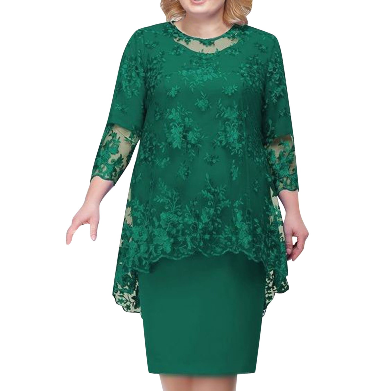 Fsqjgq Plus Size Lace Embroidery Wedding Guest Dresses for Women ...