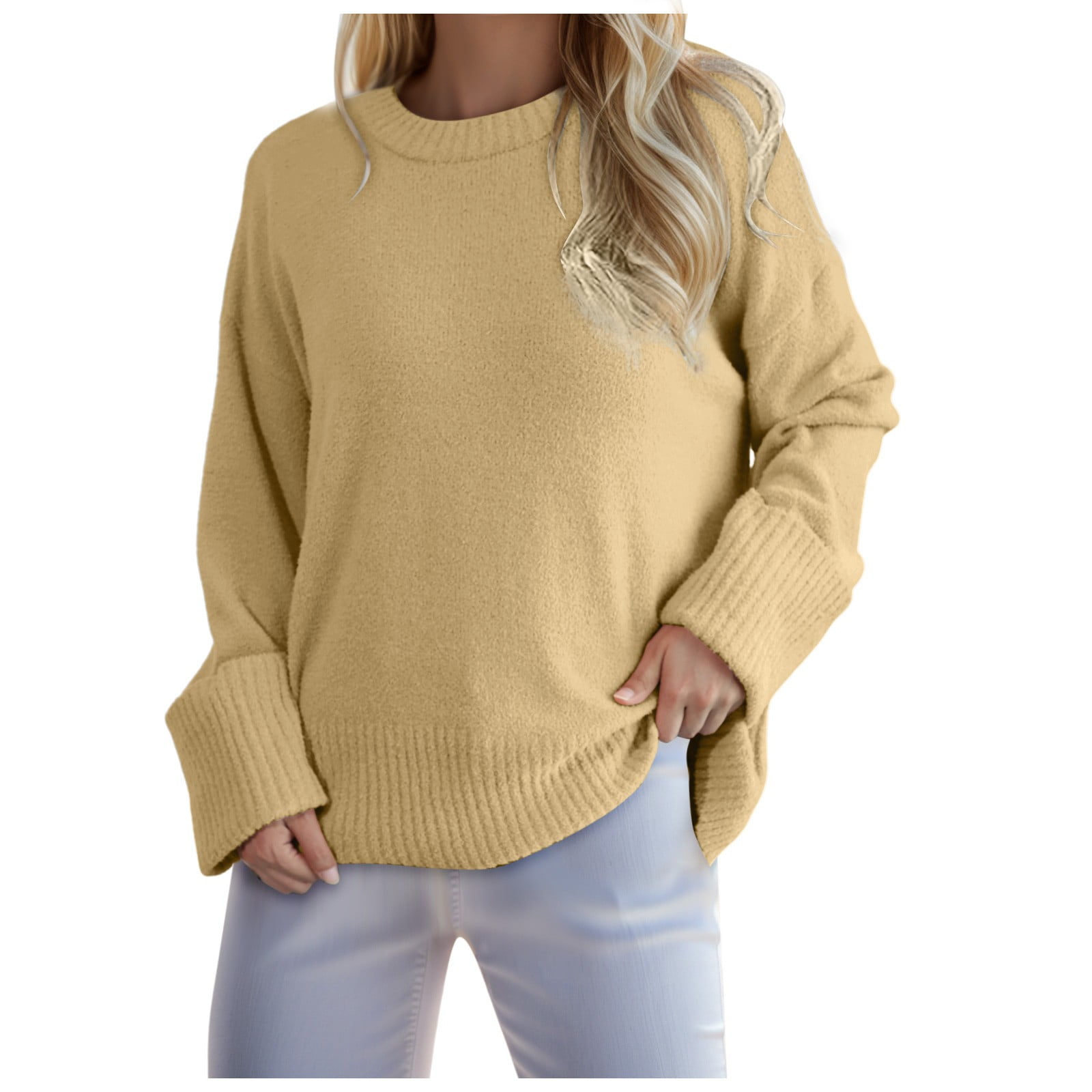 Fsqjgq Sweaters for Women Grey Pullover Tops Cotton Sweaters for Women ...