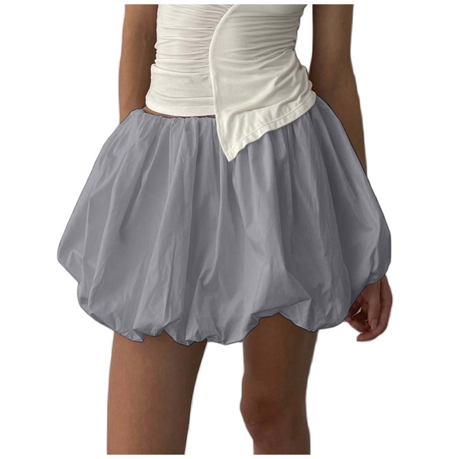 Fsqjgq Tennis Skirt Elegant Skirts for Women Long Skirt White Bubble Dress Y2K Bubble Skirt ...
