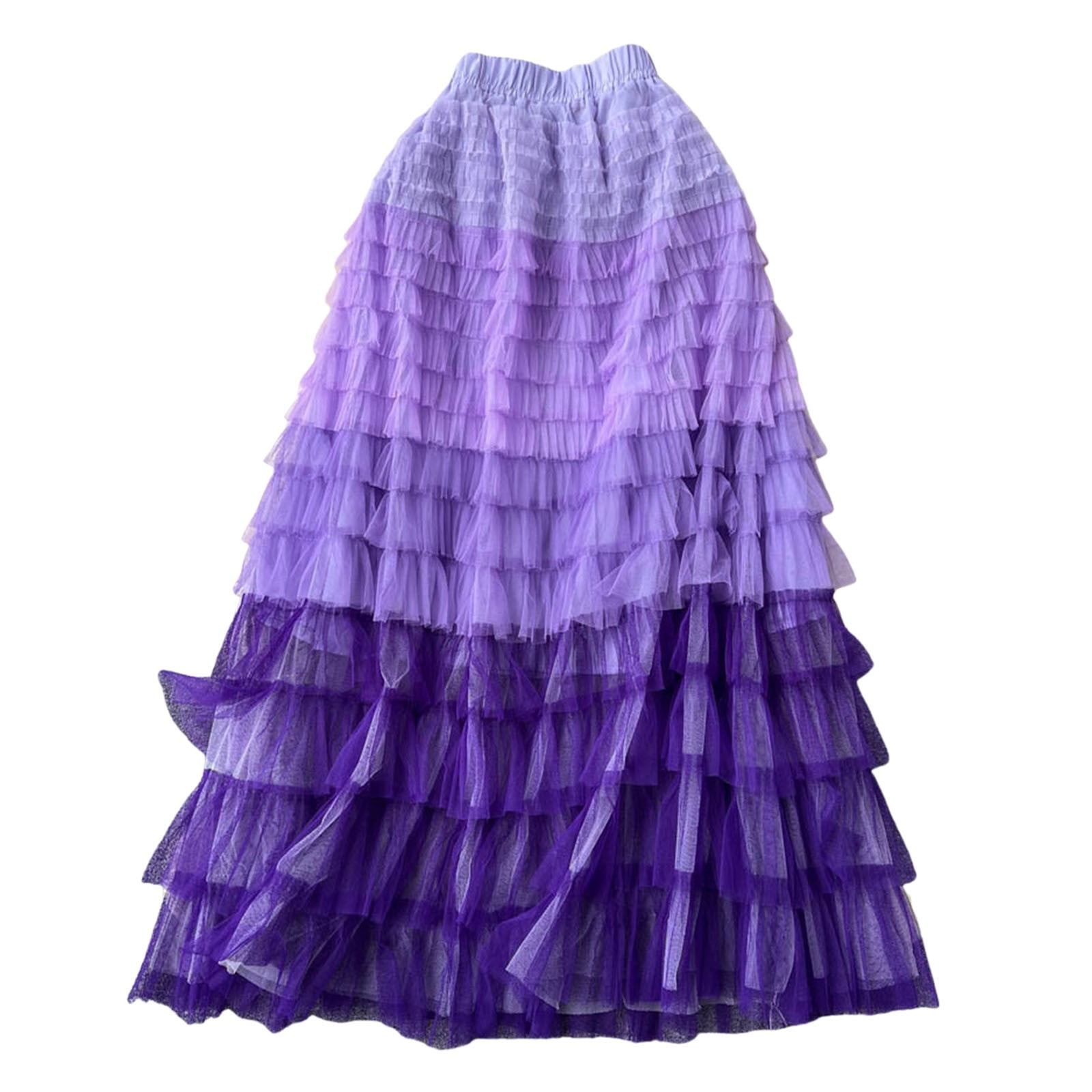 Fsqjgq Tulle Skirts for Women Layered Ruffled Gradient Fairy Cake Skirt ...