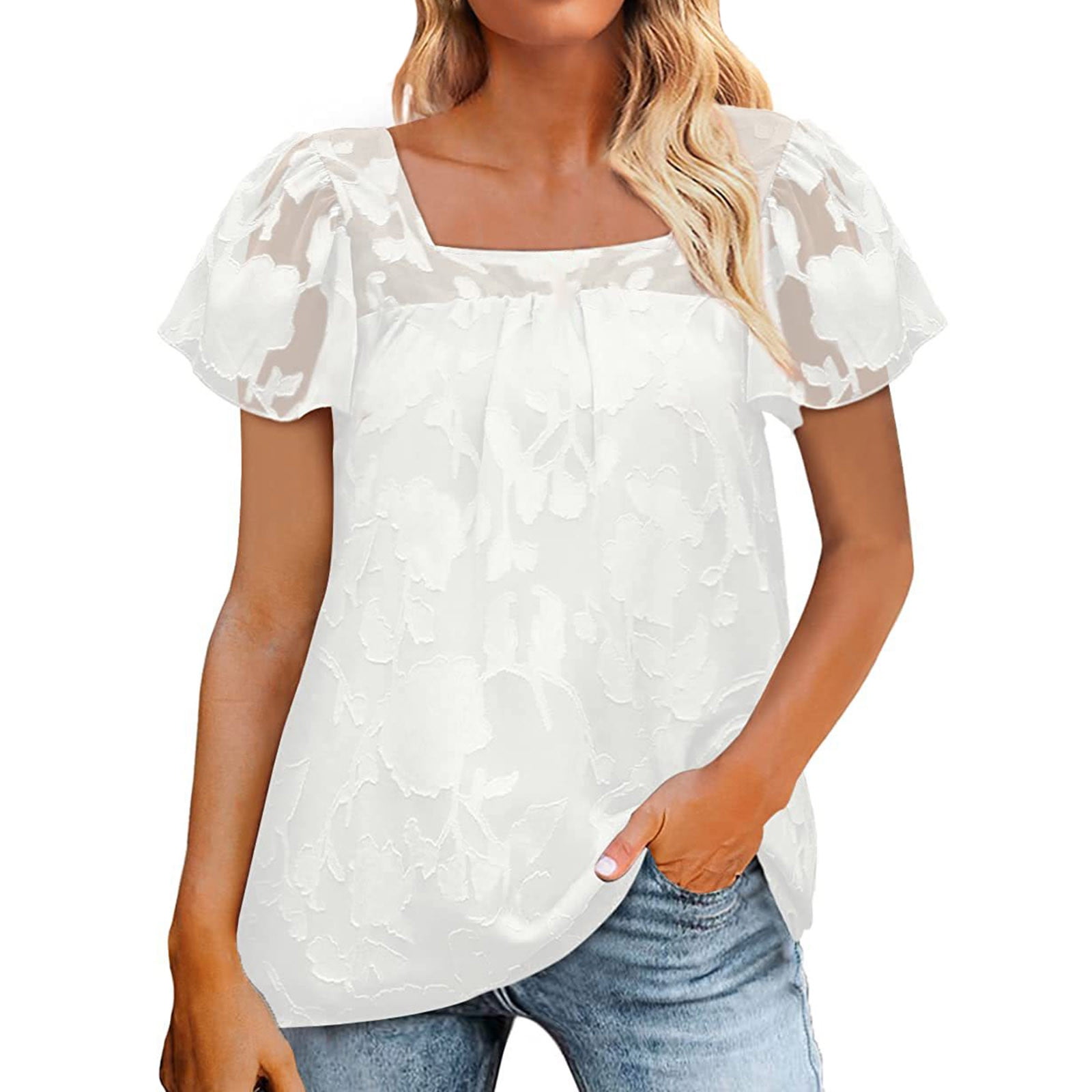Fsqjgq Women Short Sleeve Button down Shirts Plus Size Peach Top 2024 ...