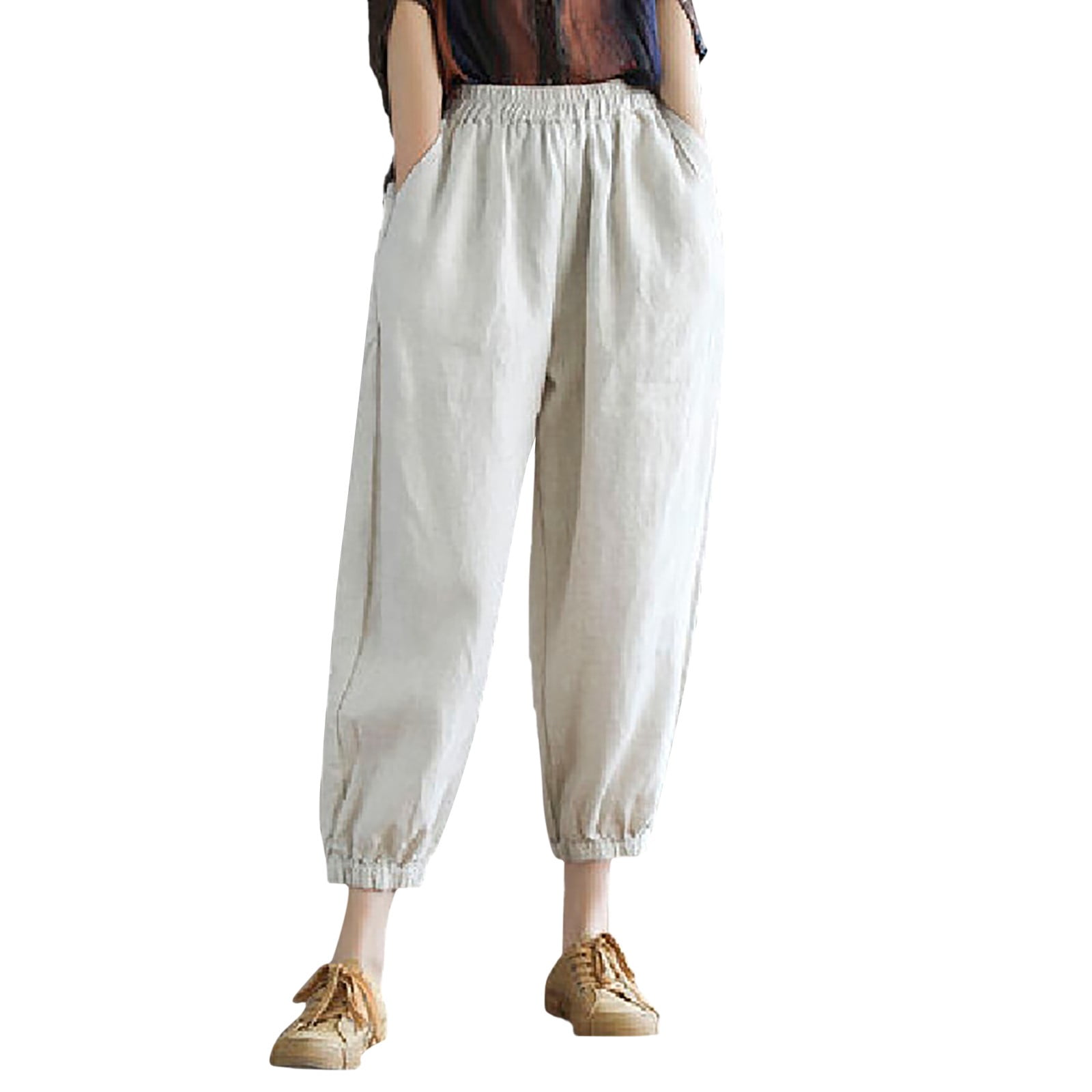 Fsqjgq Womens High Waist Dress Pants Gauze Pants Women Solid Casual