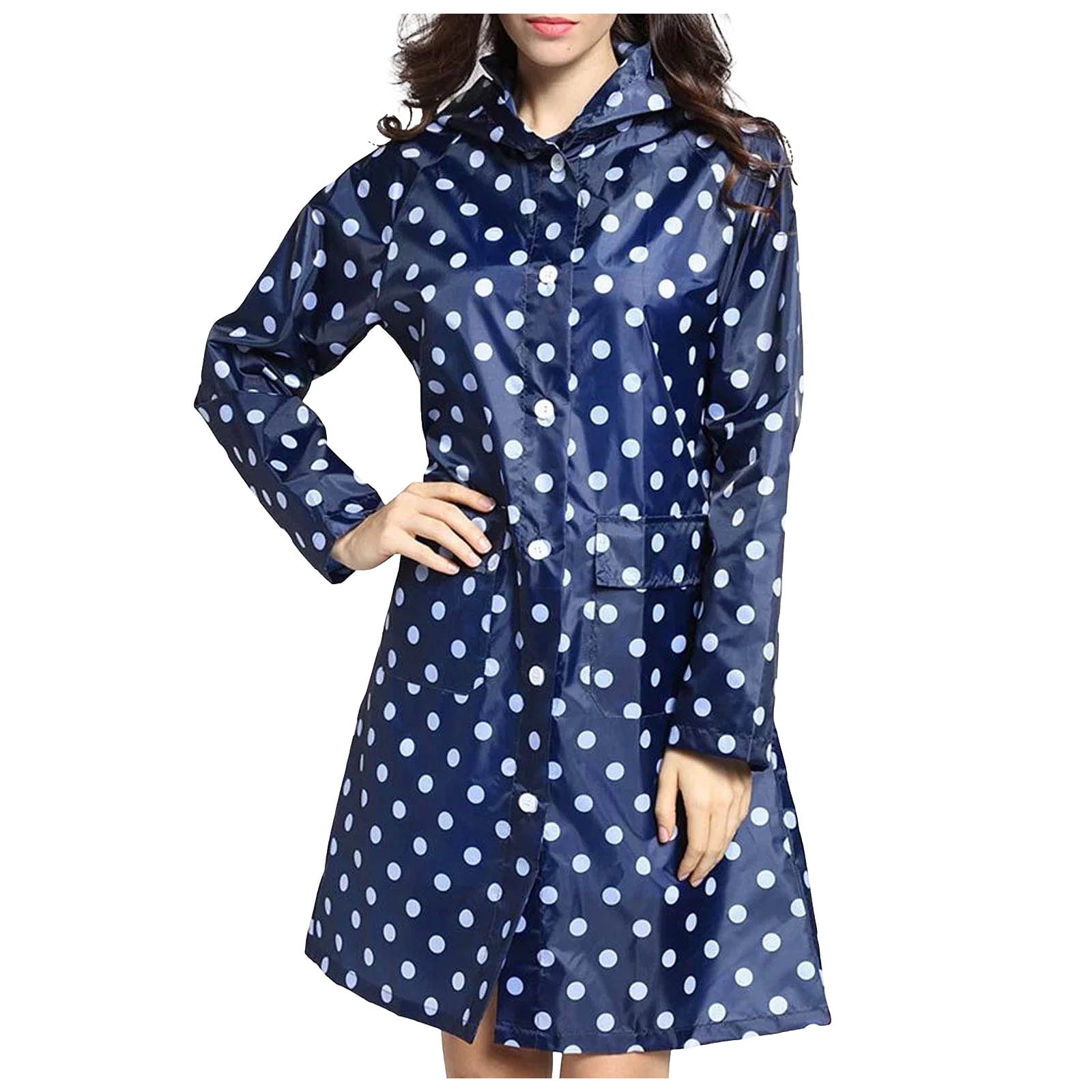 Fsqjgq Women's Waterproof Raincoat Polka Dot Rain Jackets Lightweight ...