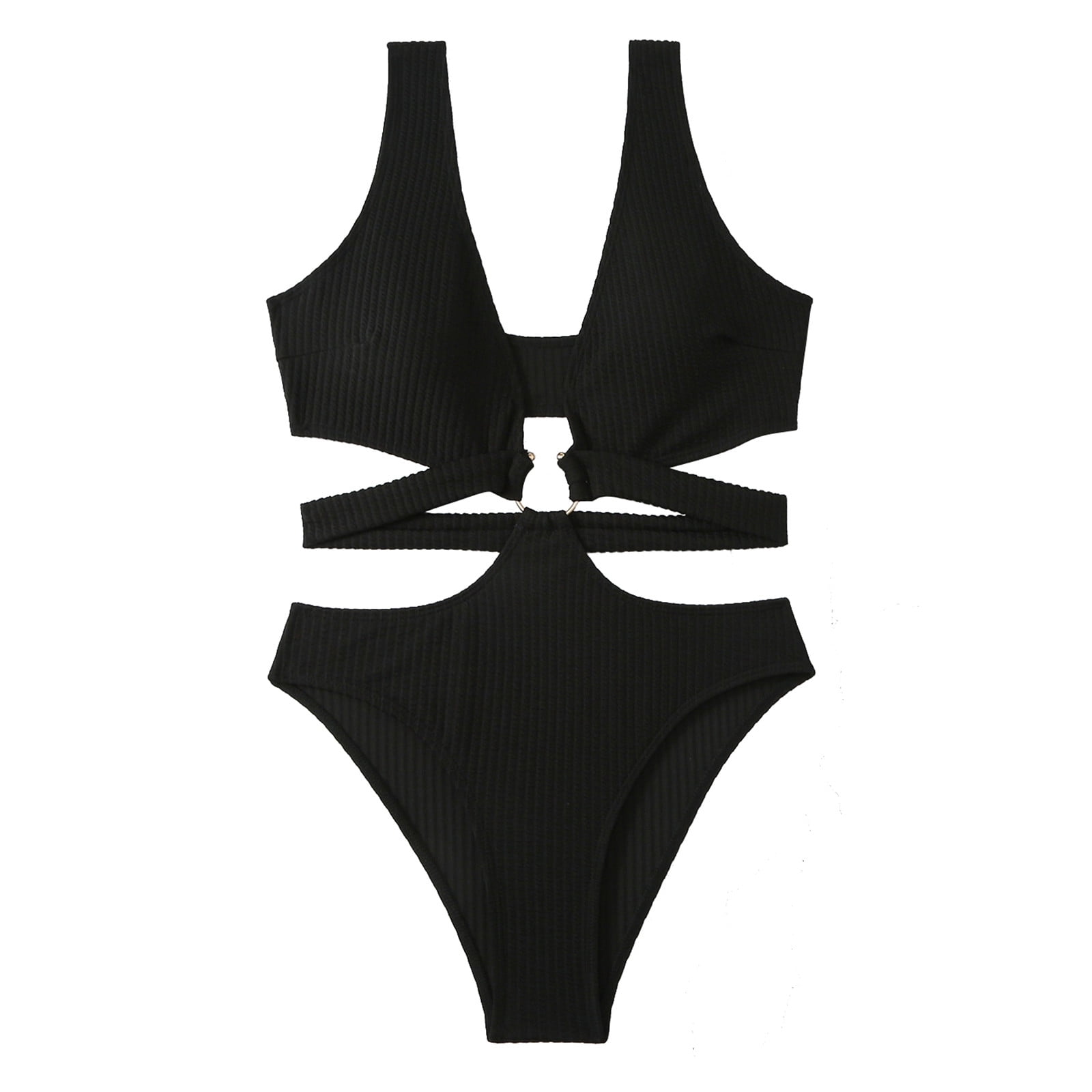 Fsqjgq Womens 1 Piece Swimsuits Sexy Fashion V Neck Backless Bikinis