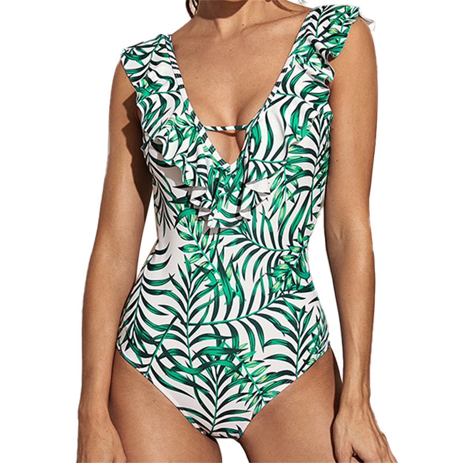 Fsqjgq Womens 1 Piece Swimsuits Slim Fitting Backless Printed Boho