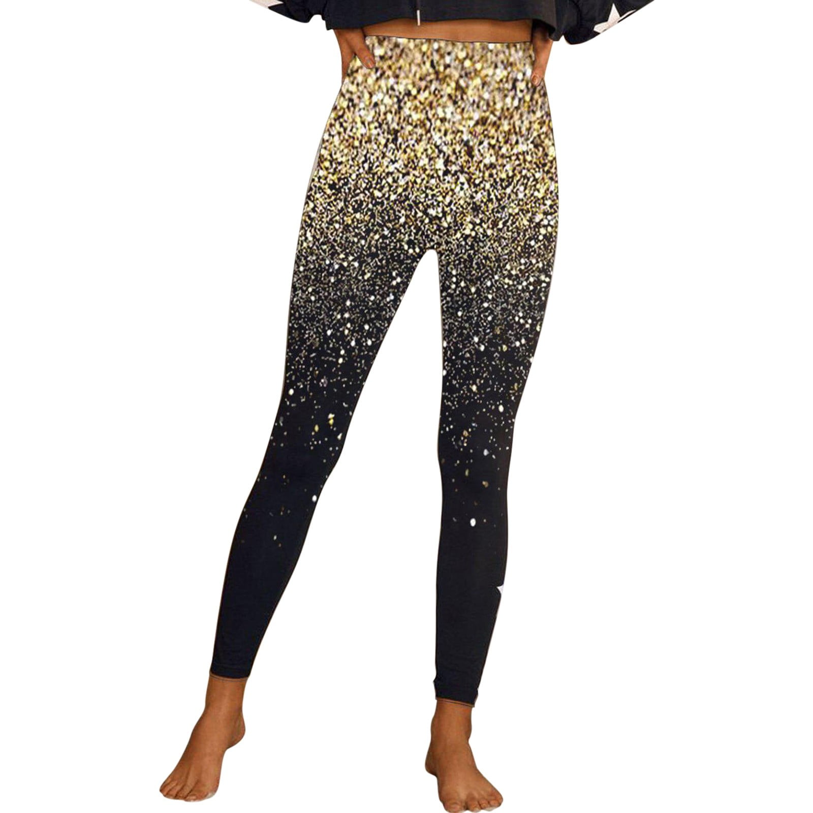 Fsqjgq Womens Leggings High Waisted Shiny Printed Seamless Sports