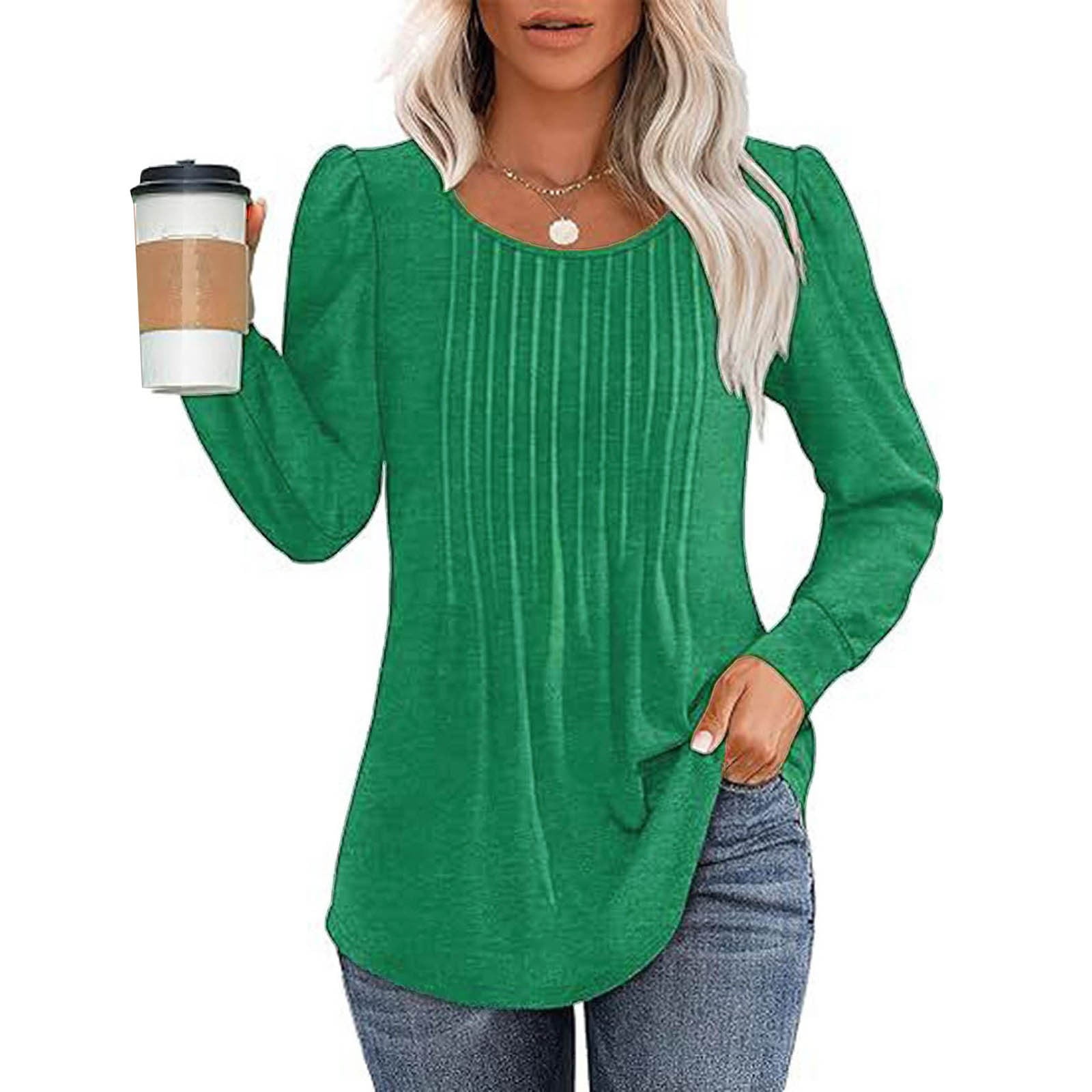 Fsqjgq Womens Tops Long Sleeve Shirts for Women Fall Tops Dressy Casual ...