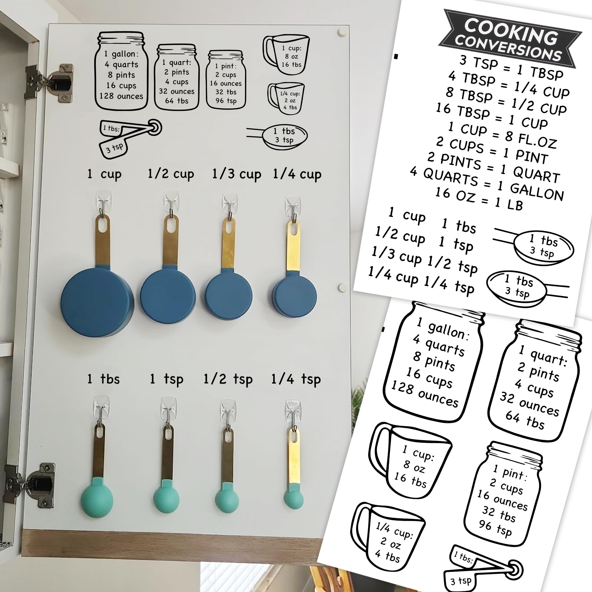 Fssqii Kitchen Unit of Measurement Conversion Chart, Vinyl Measuring ...