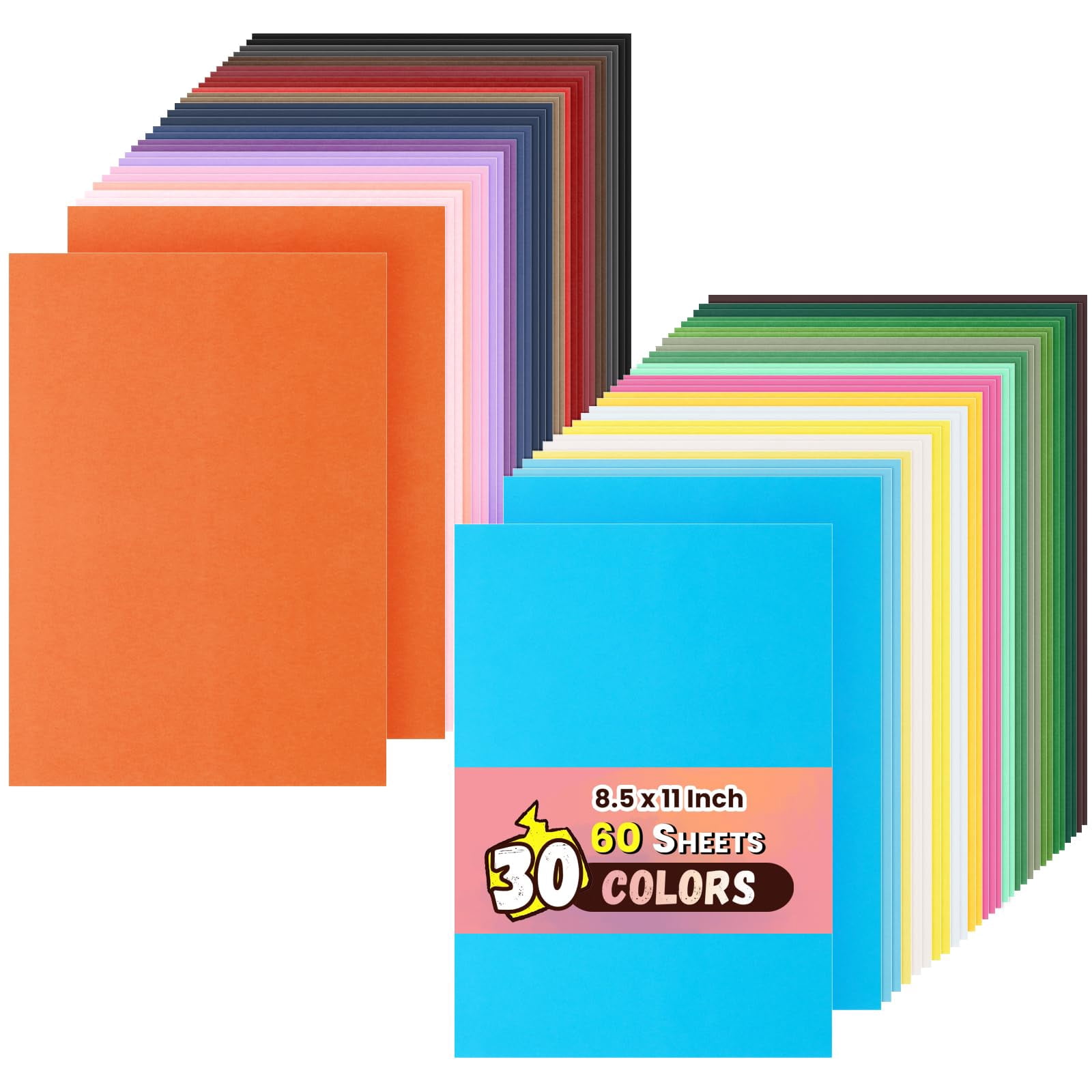 Fswcck 60 Pack Card MMF7 Stock Assorted Colors 8.5 X 11,Cardstock ...