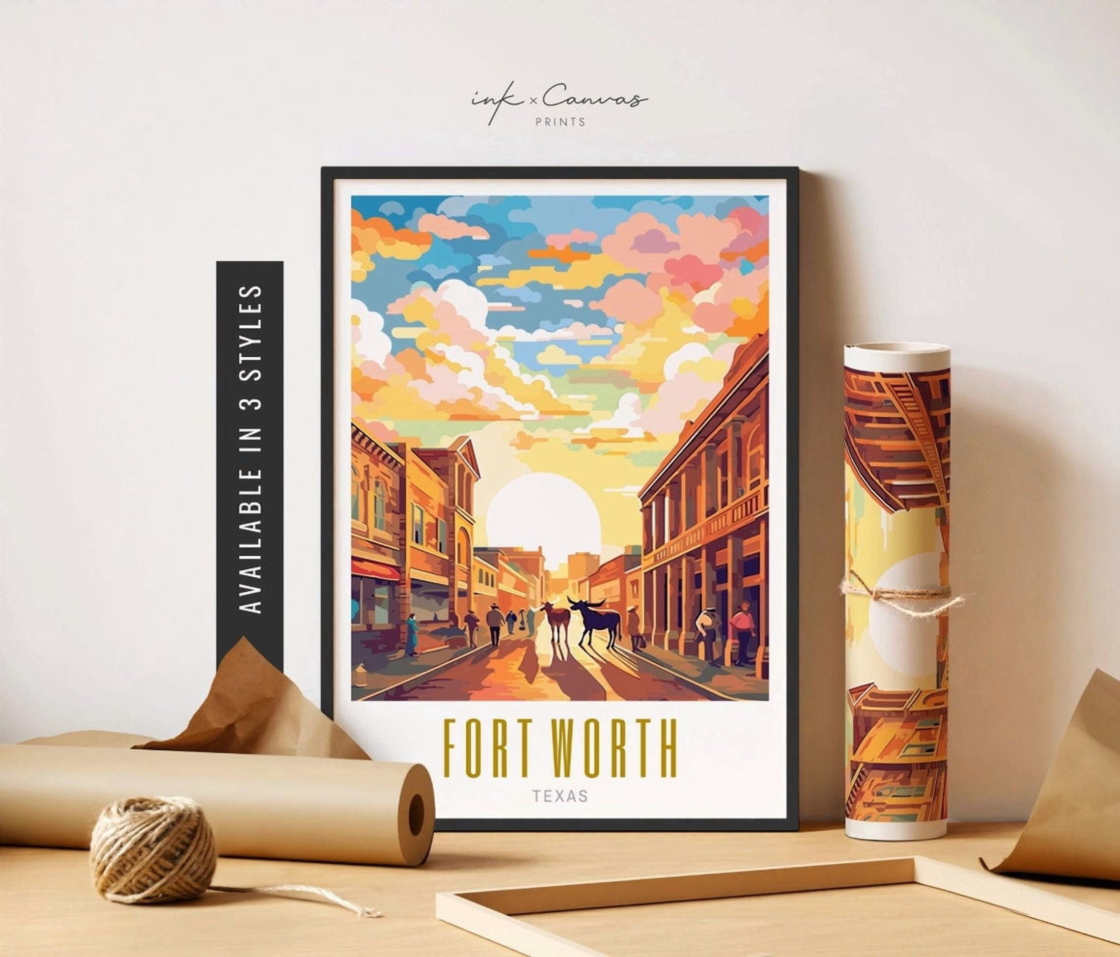 Ft. Worth Texas Poster Fort Worth Stockyards Poster Ft Worth Texas Art ...
