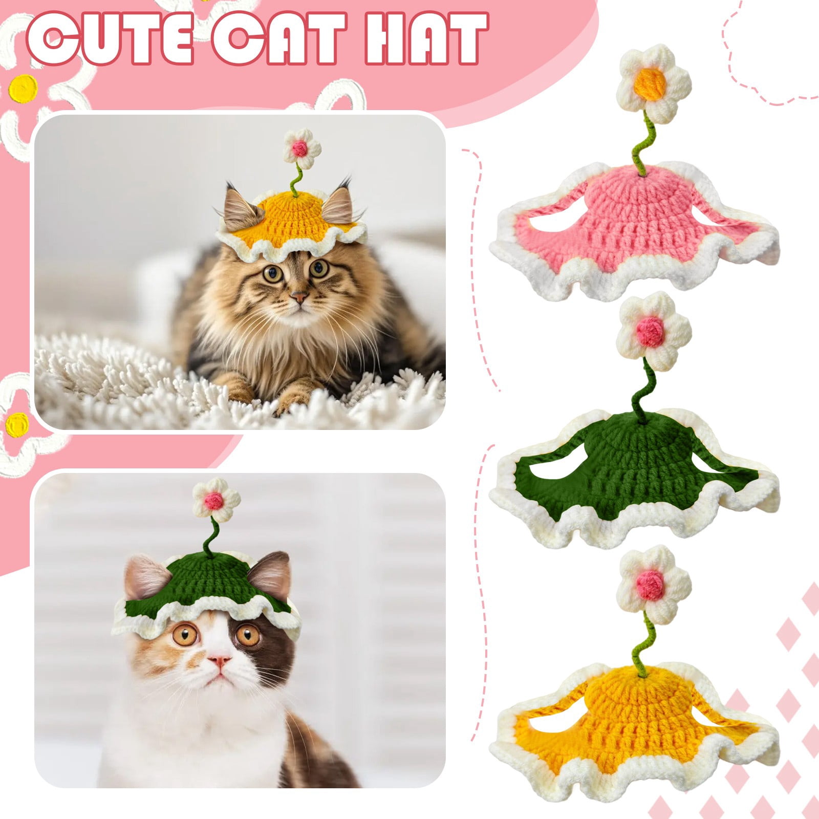 Ftwujt Cat Hat,Cat Hats,Dog Hat,Dog Hats,Hats for Cats,Cartoon Cat Hat ...