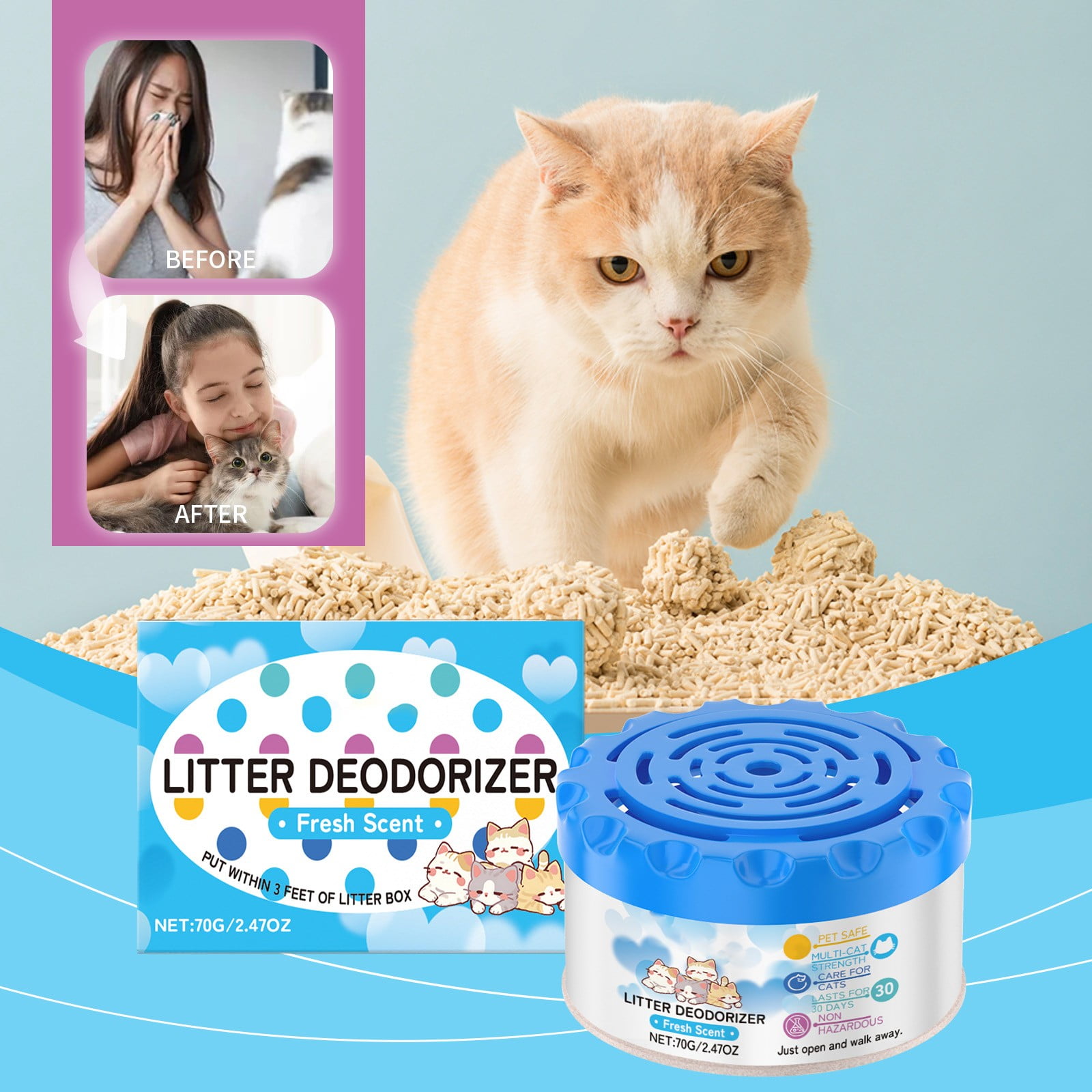 Ftwujt Cat Litter Deodorizer,Litter Box Deodorizer,Fresh Step Cat ...