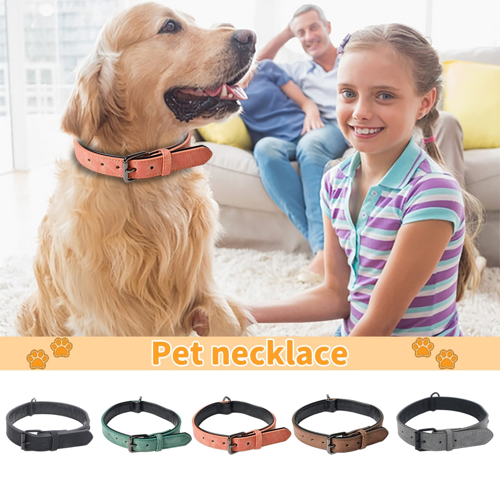 Ftwujt Choke Chain for Dogs,Dog Collar,Soft Padded Leather Dog Collar ...