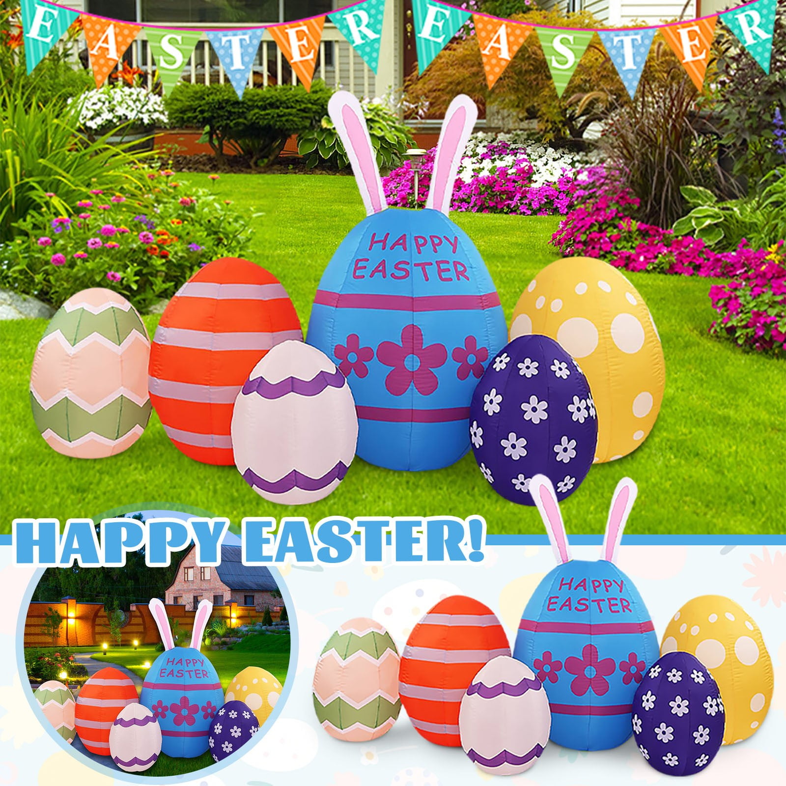 Ftwujt Easter Blow Ups for Outside,Blowout Fun Inflatable Easter ...