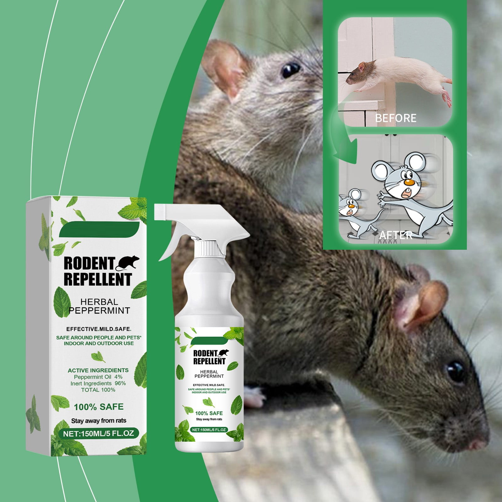 Ftwujt Peppermint Oil Spray For Rodents,Rat Poisoning For Inside ...