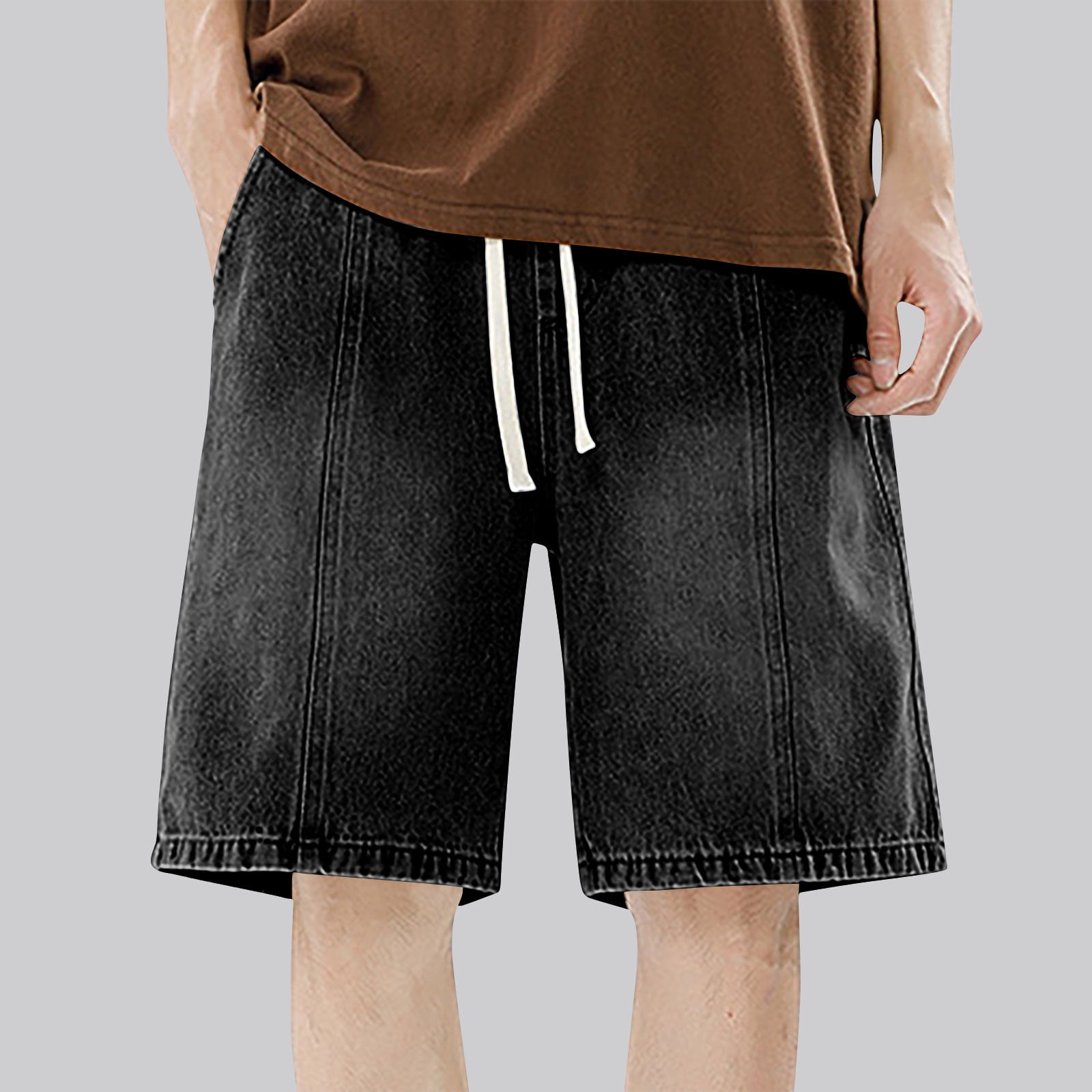 Ftwytp Denim Shorts Y2K Cargo Jeans for Men Casual Drawstring Baggy ...