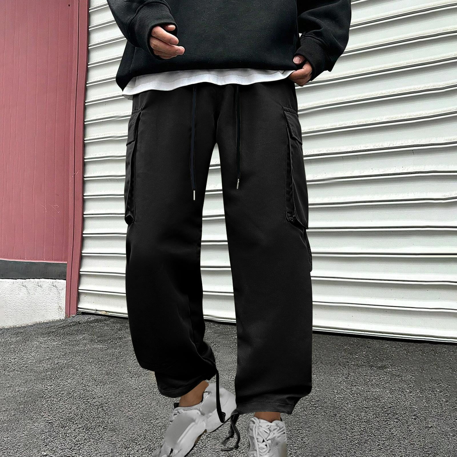 Ftwytp Men’s Casual Cargo Joggers Drawstring Sweatpants Trousers Cotton ...