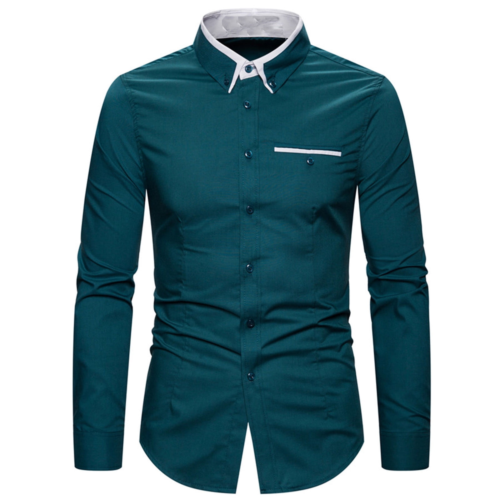 Ftwytp Men's Formal Color Print Shirt N Long Sleeve Turndown Collar ...