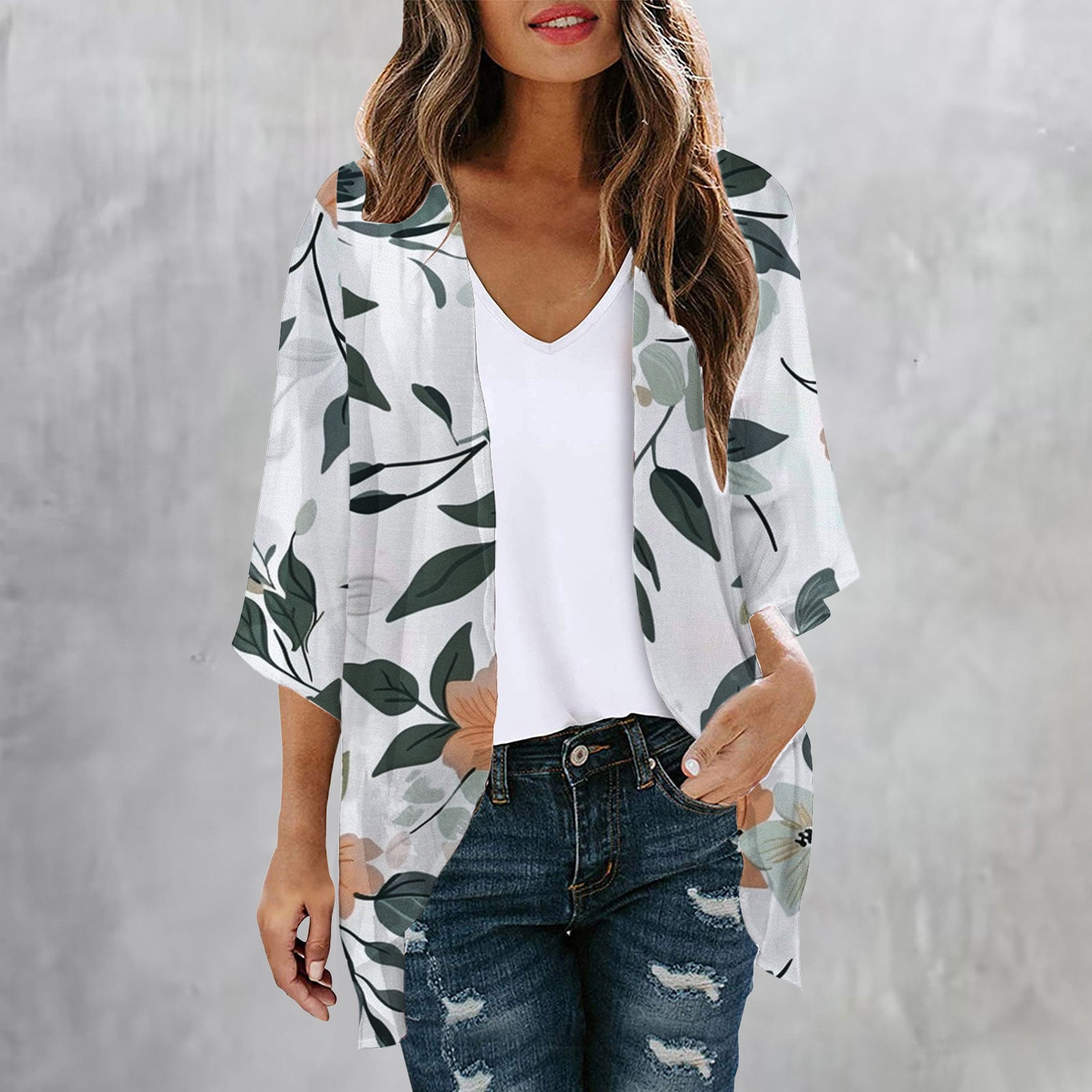 Ftwytp Summer Cardigan Plus Size Long Sleeve Shirts for Women Dressy ...