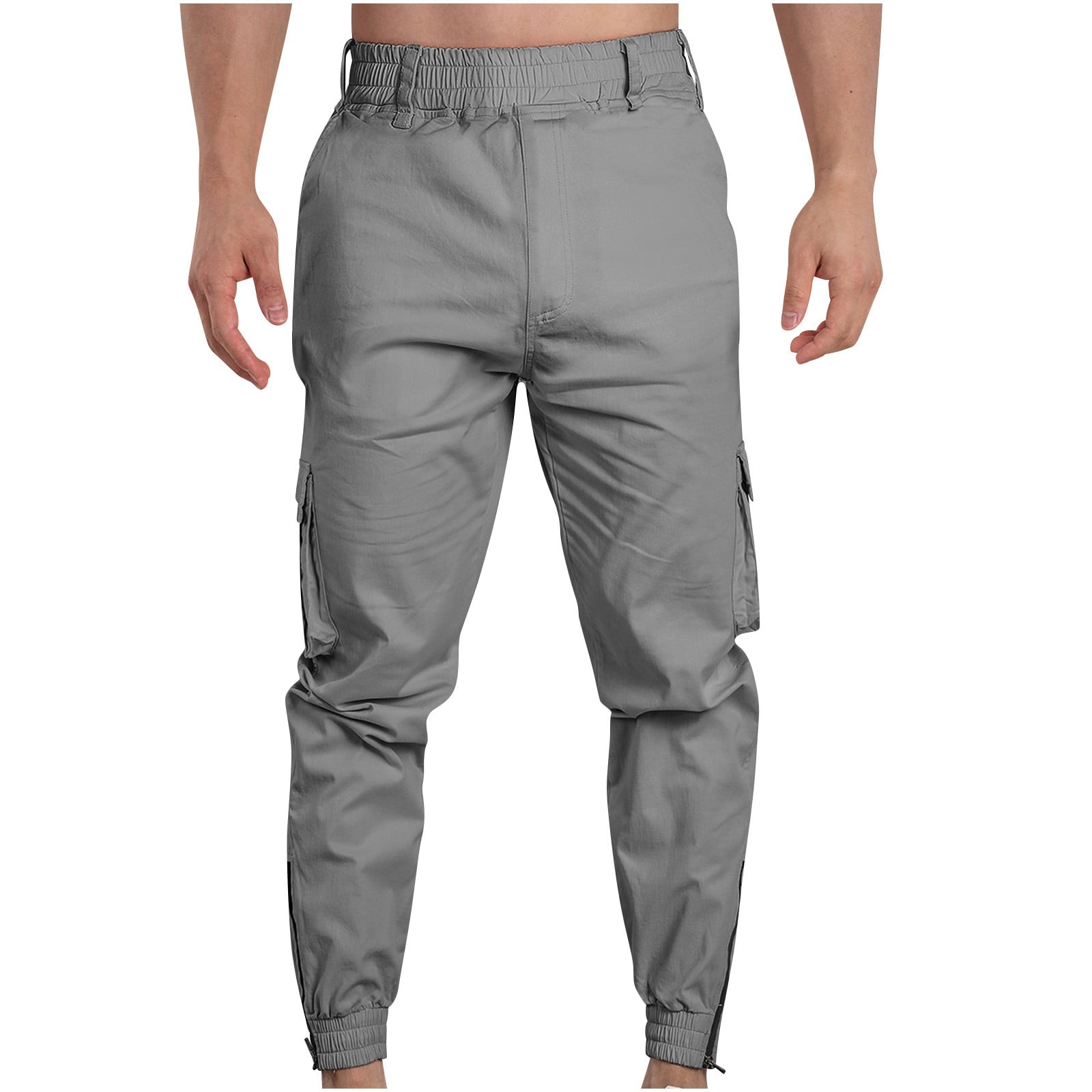 Ftwytp Work Trousers for Men Solid Color Utility Safety Elastic Waist ...