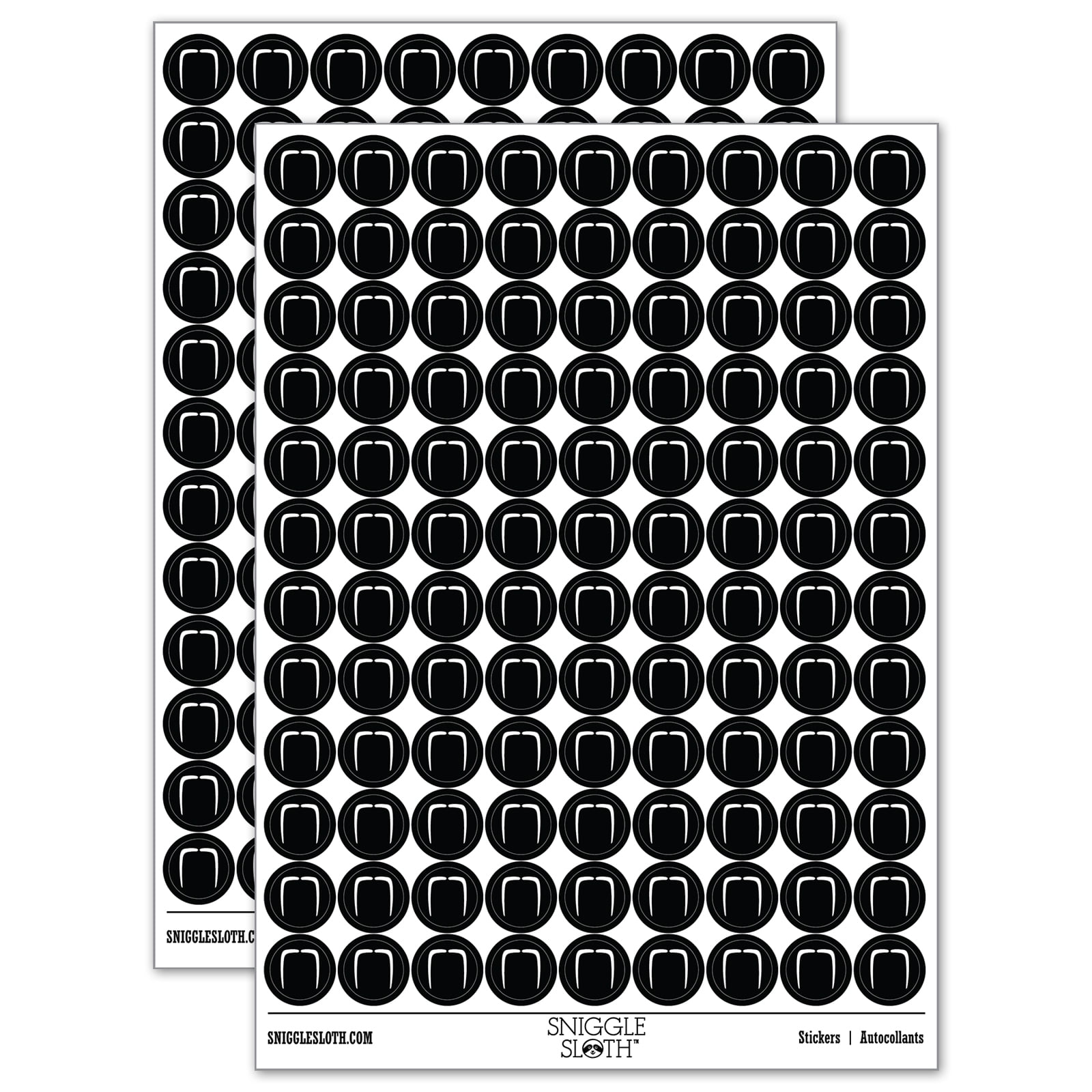 Fu Manchu Mustache Moustache Silhouette 200+ Round Stickers - Black ...