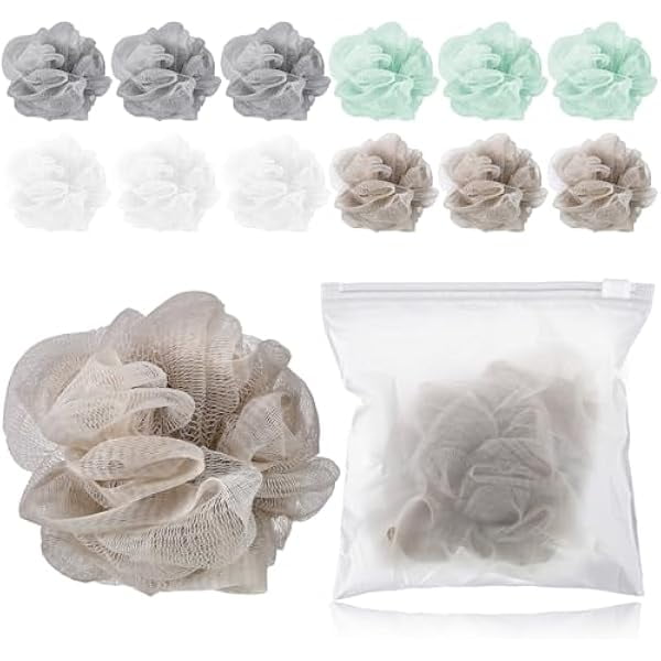 Fu997 12 Pcs Travel Size Loofah Individually Wrapped, Small Shower Puff ...