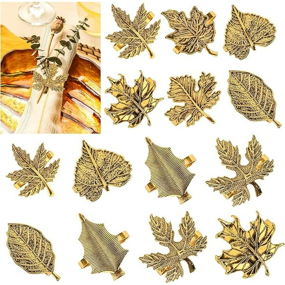 Fu997 14 Pcs Fall Napkin Rings Maple Leaf Napkin Holders Thanksgiving ...