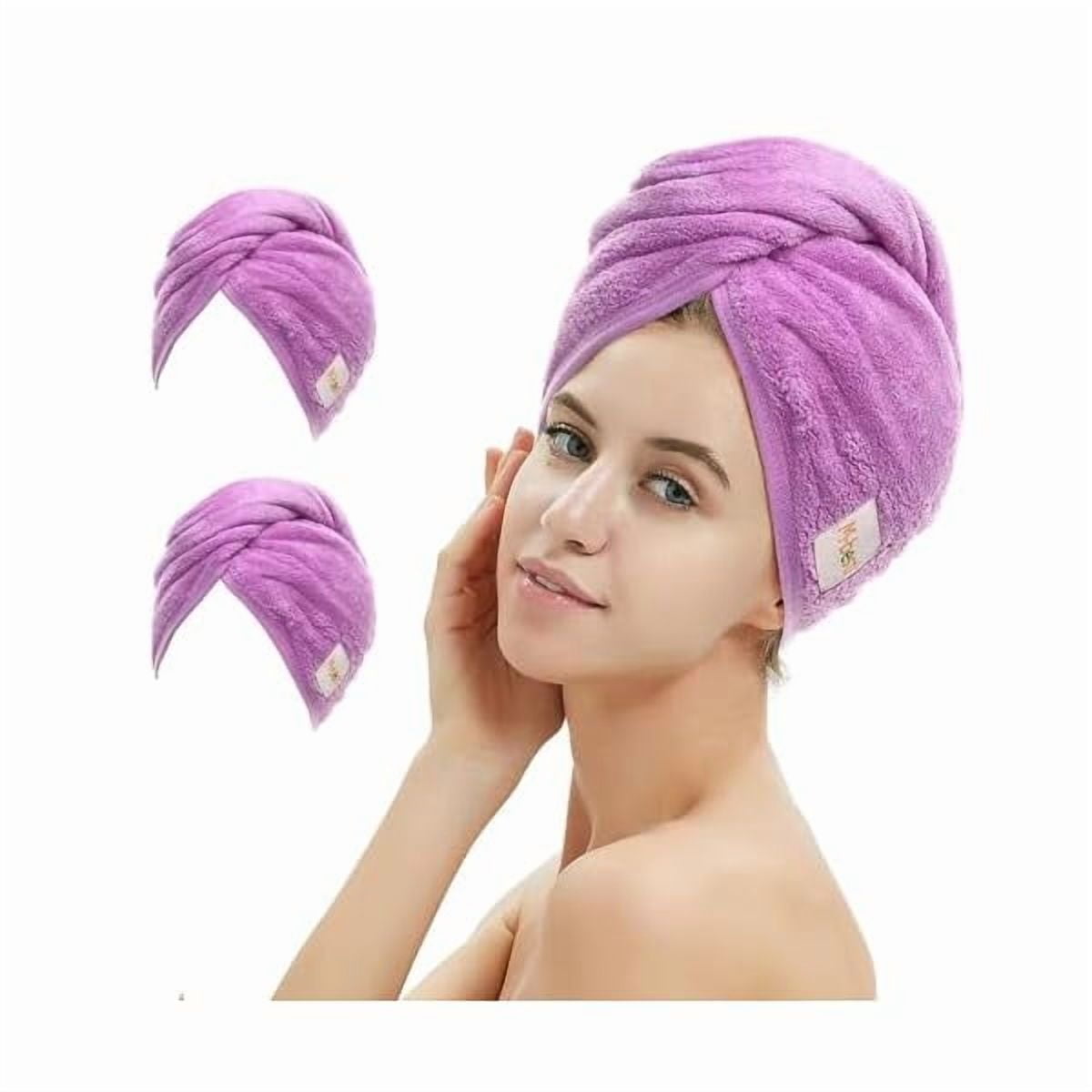 Fu997 2 Pack Microfiber Hair Towel Wrap,Hair Drying Towel with Button ...