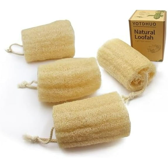 Fu997 4.7" Natural Loofah Exfoliating Body Scrubber(4Pack),Real Luffa ...