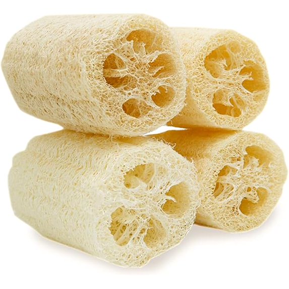 Fu997 4" Natural Loofah Exfoliating Body Sponge Scrubber, Plant-Based ...