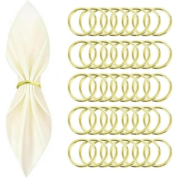 Fu997 40 Pcs Gold Napkin Rings - Metal Napkin Ring(Round) Stainless ...