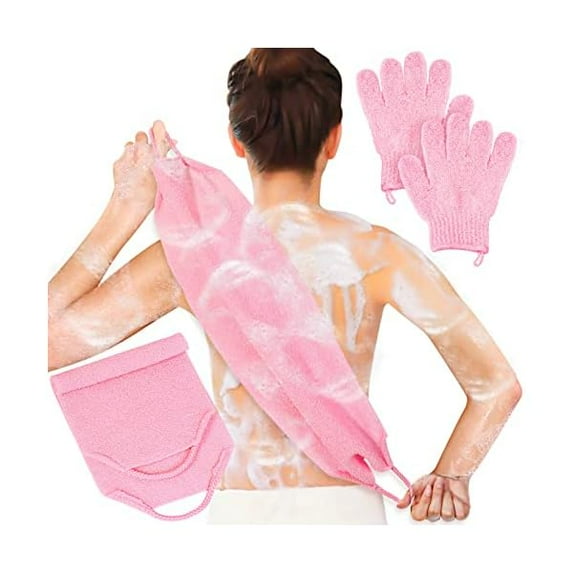 Fu997 Anezus Exfoliating Shower Bath Gloves Back Scrubber Set for Body ...