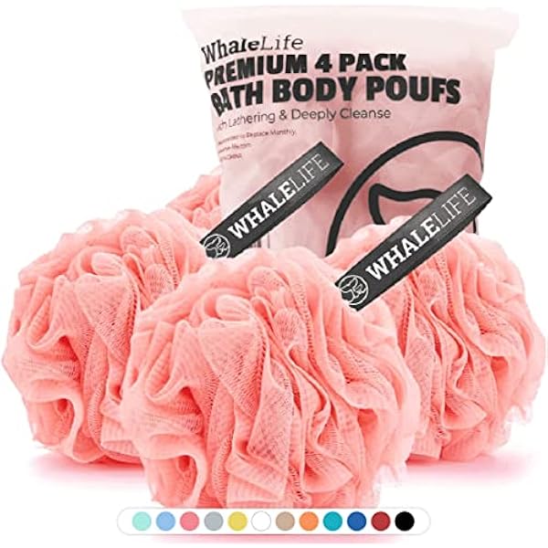 Fu997 Loofah Sponge Bath Sponge for Women Men 4 Pack (Pink) - Walmart.com
