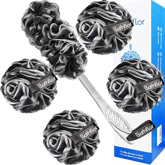 Fu997 Loofah Sponge Exfoliating Body Scrubber: 4PCS Extra Large 80g ...