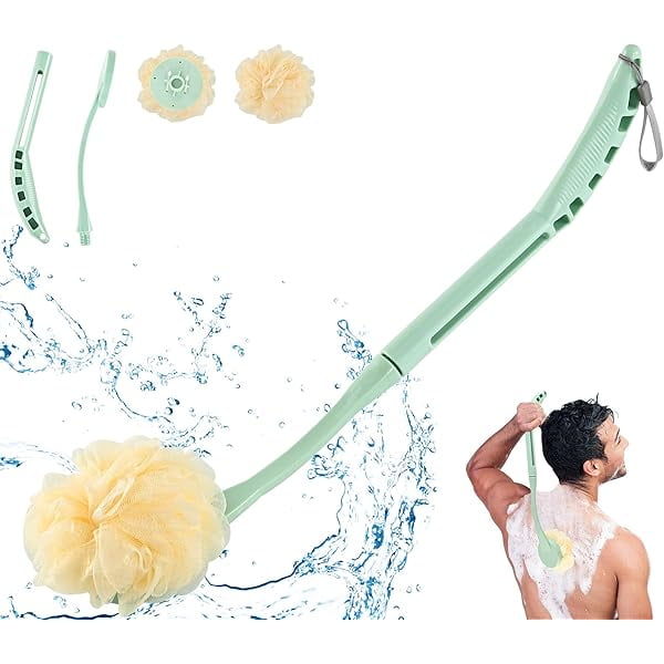 Fu997 Loofah on a Stick, 20.5” Shower Sponge Loofah Back Scrubber ...