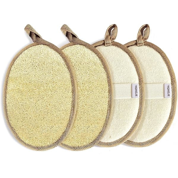 Fu997 Natural Loofah Sponge Exfoliating(4 Packs),Made with Eco-Friendly ...