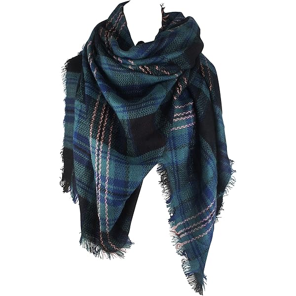 Fu997 Women's Fall Winter Scarf Classic Tassel Plaid Tartan Warm Soft ...