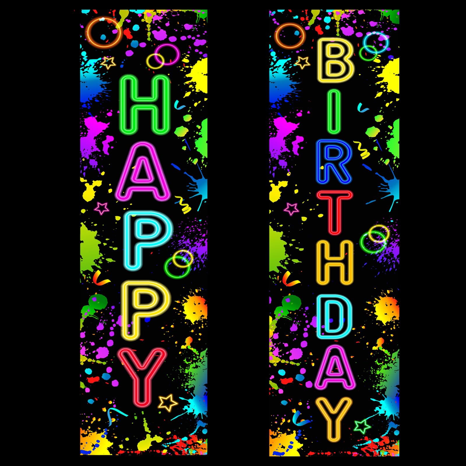 FuWeave Glow in the Dark Door Banner Rave Party Decorations Porch Sign ...