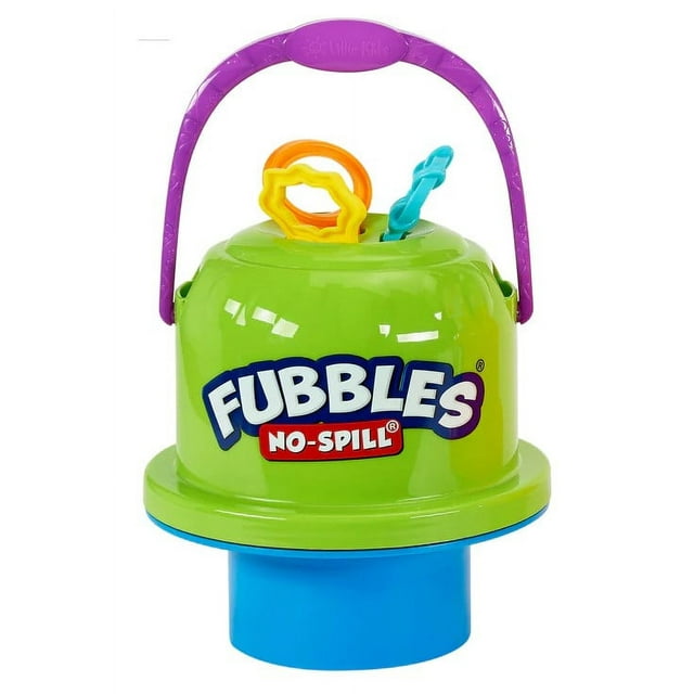Fubbles No Spill Blue and Green Big Bubble Bucket with Bubble Solution ...