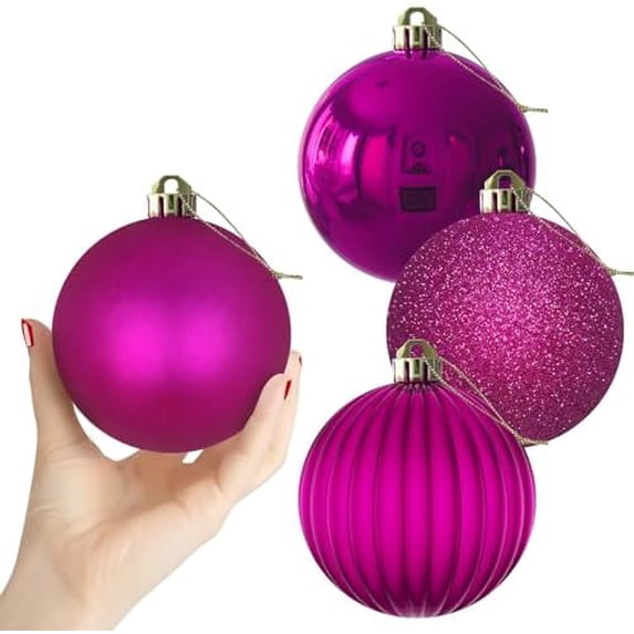 Fuchsia 4.0" Large Christmas Balls - Christmas Tree Decoration ...