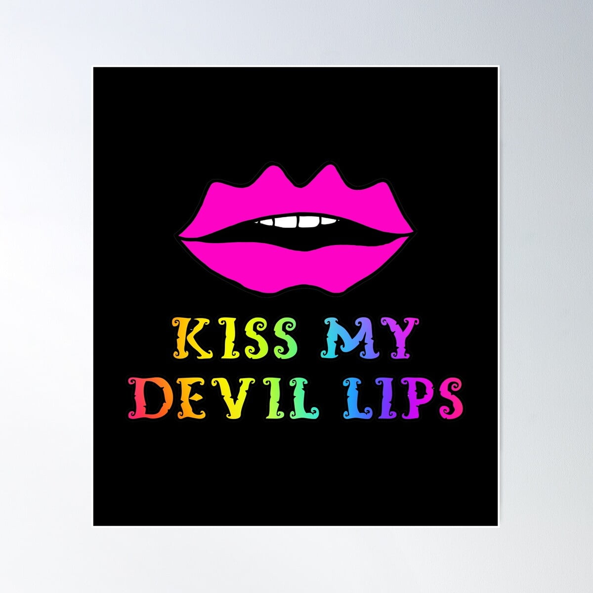 Fuchsia Devil Lips Poster Wall Art, Modern Wall Decor For Living Room ...