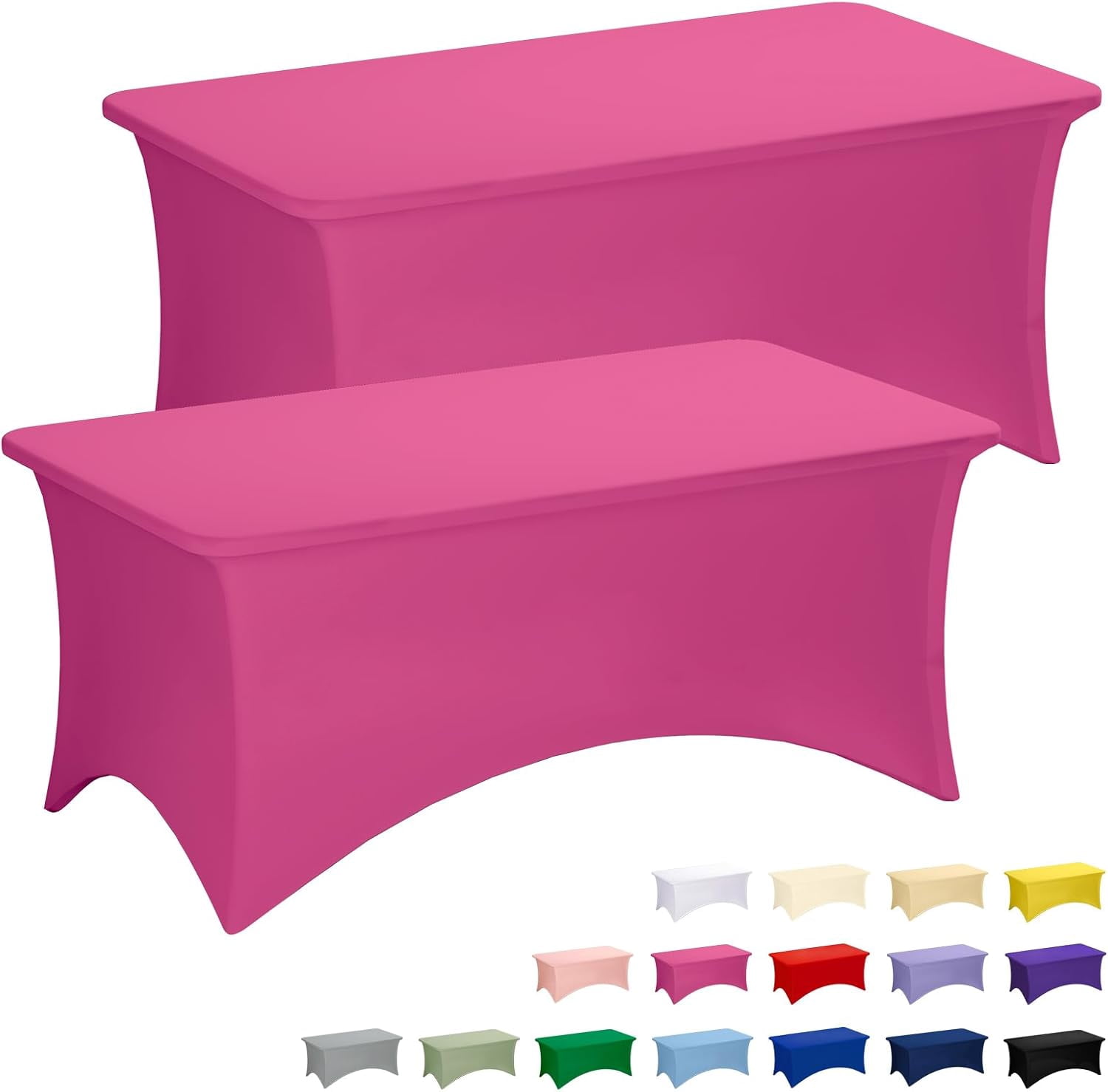 Fuchsia Stretch Spandex Fitted Rectangle Tablecloths 2 Pack 6Ft ...