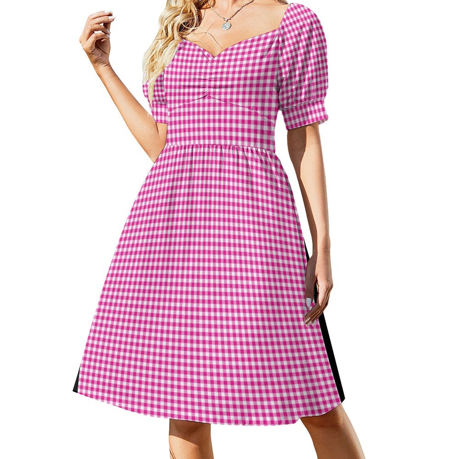 Fuchsia White Gingham Check Dress luxury evening dress woman for ...