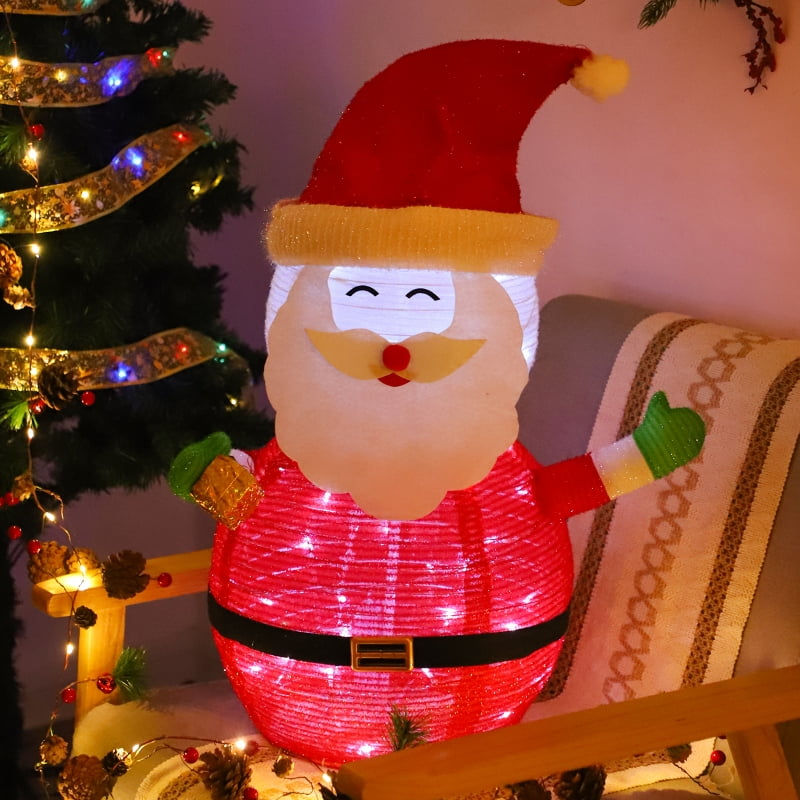 Fuchsun 2.3Ft Lighted Christmas Santa Doll Claus 40 LED Battery ...