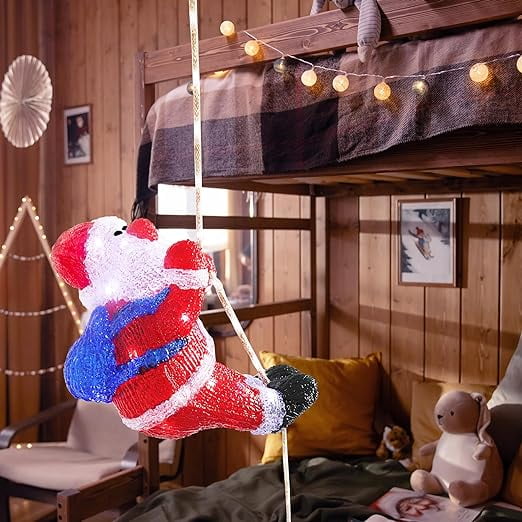 Fuchsun Acrylic Santa Claus with Warm White LED Lights Battery Powered ...